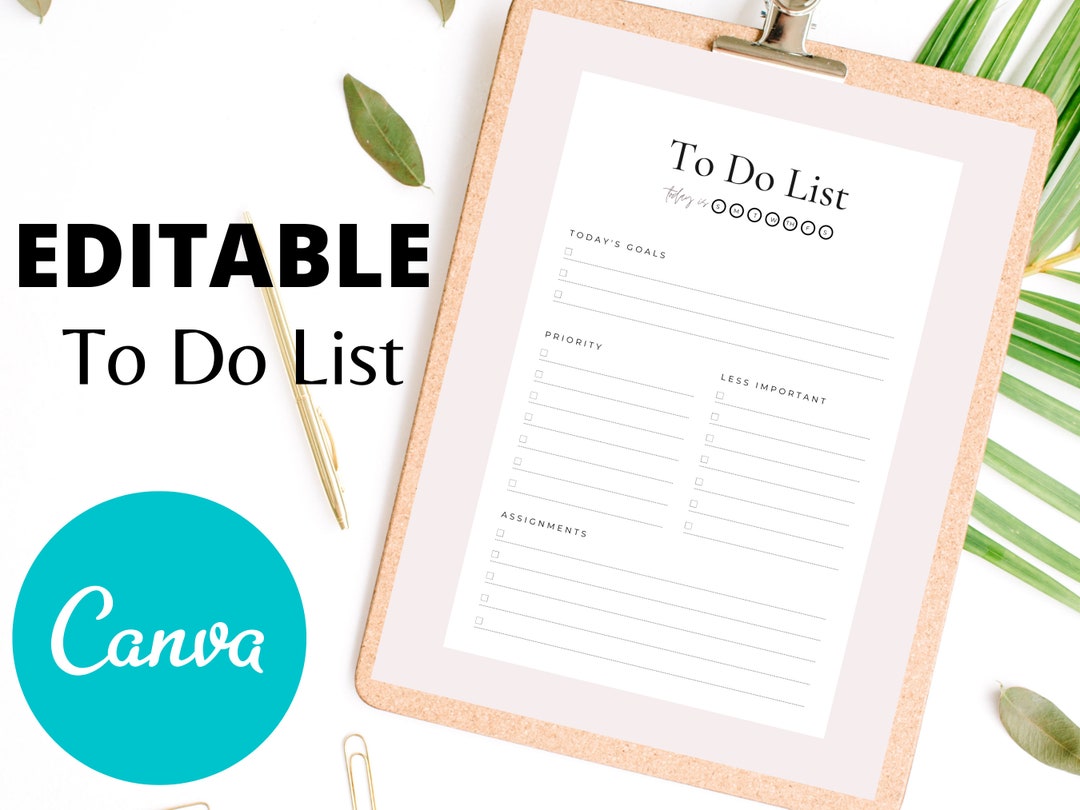 Blush Pink to Do List | Simple to Do List | Editable With Canva | Canva ...