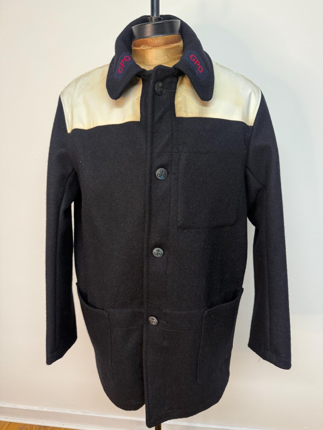Vintage Navy Wool Donkey Jacket: GPO Logo Work Coat, Size 40 - Etsy