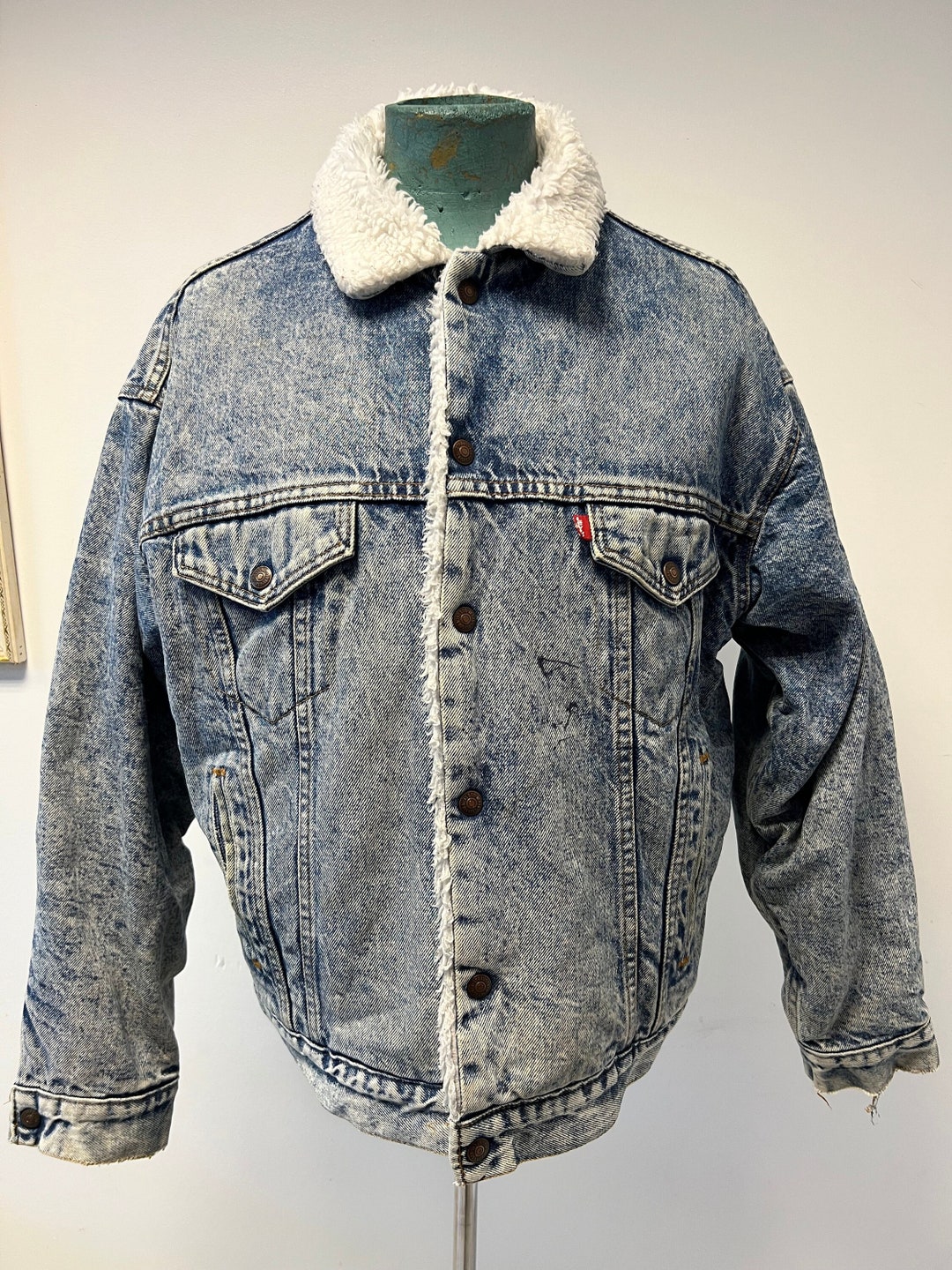 1980s Levis Snow Wash/acid Wash Sherpa Trucker Jacket Made in the USA ...