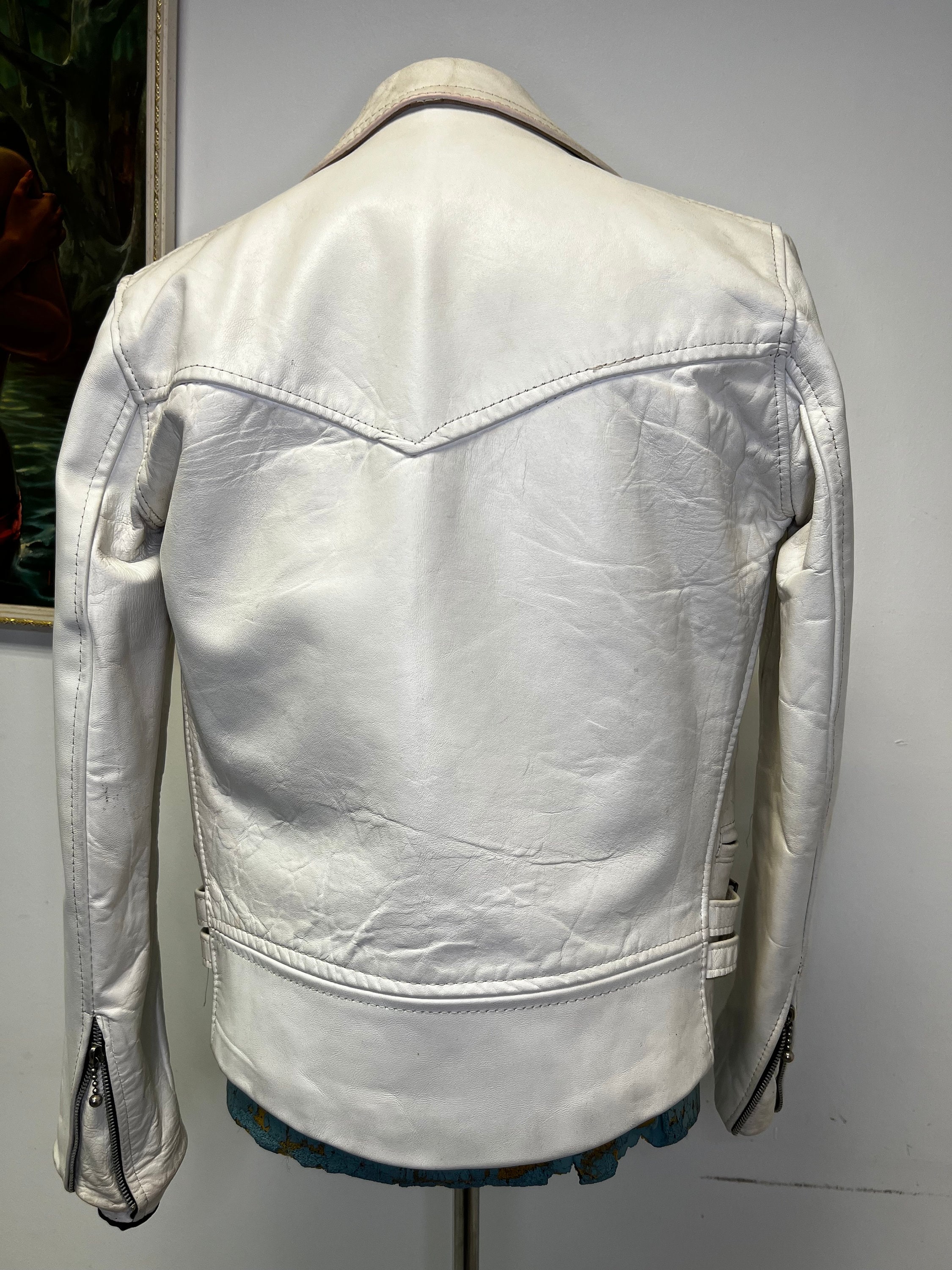 Vintage Rare White Leather Bikers Jacket - Etsy