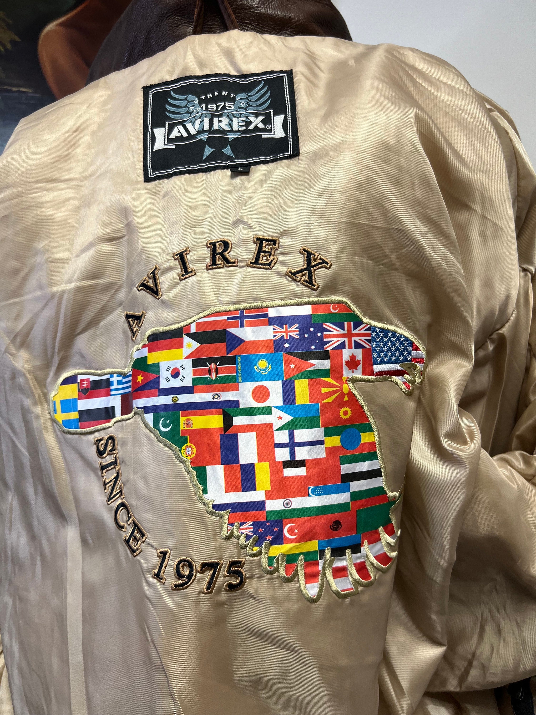 Vintage 90s, Avirex, Brown Leather Jacket, All Aces, No Jokers, Size L - Etsy