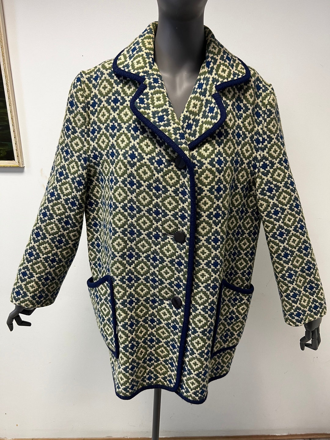 Manteau tapisserie en laine galloise pour dames des années 1960 par ...