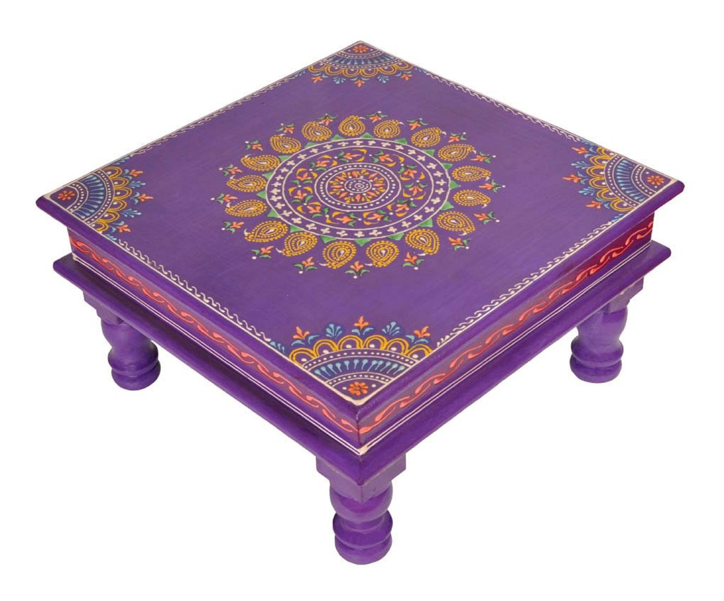 Indian Hand Painted Wooden Designer Pooja Stool Chowki For | Etsy