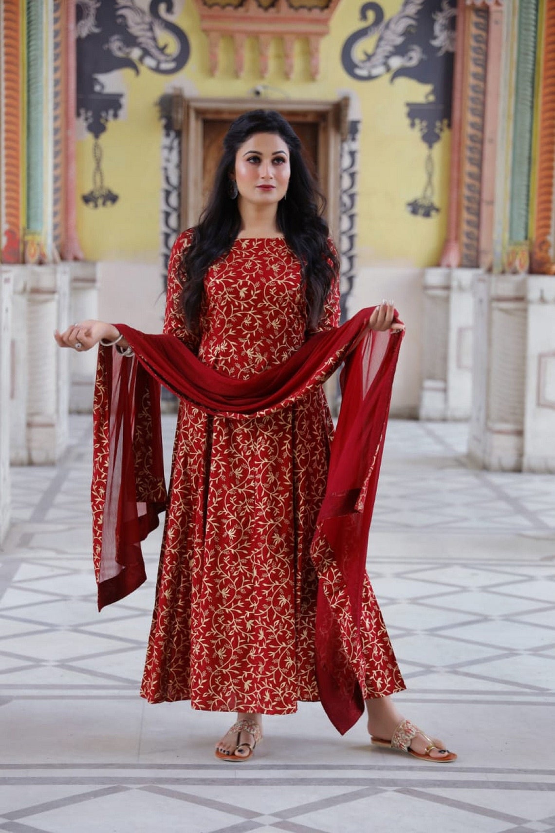 Indian Traditional Beautiful Flower Print kurti And Dupatta | Etsy