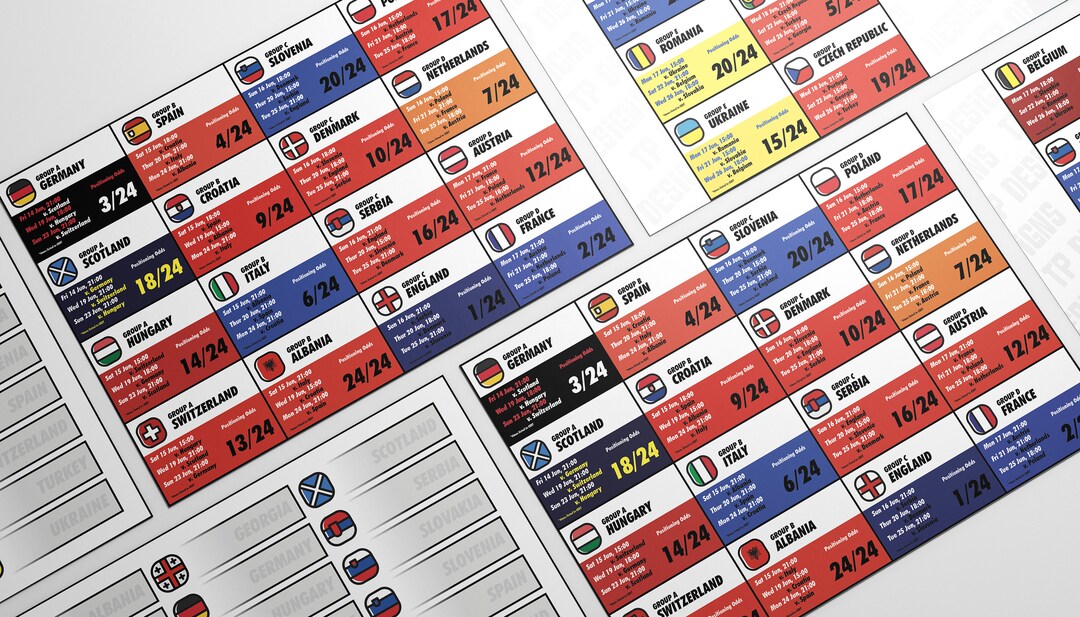 Euro 2024 Sweepstake Kit Football Soccer A4 digital Download - Etsy Israel