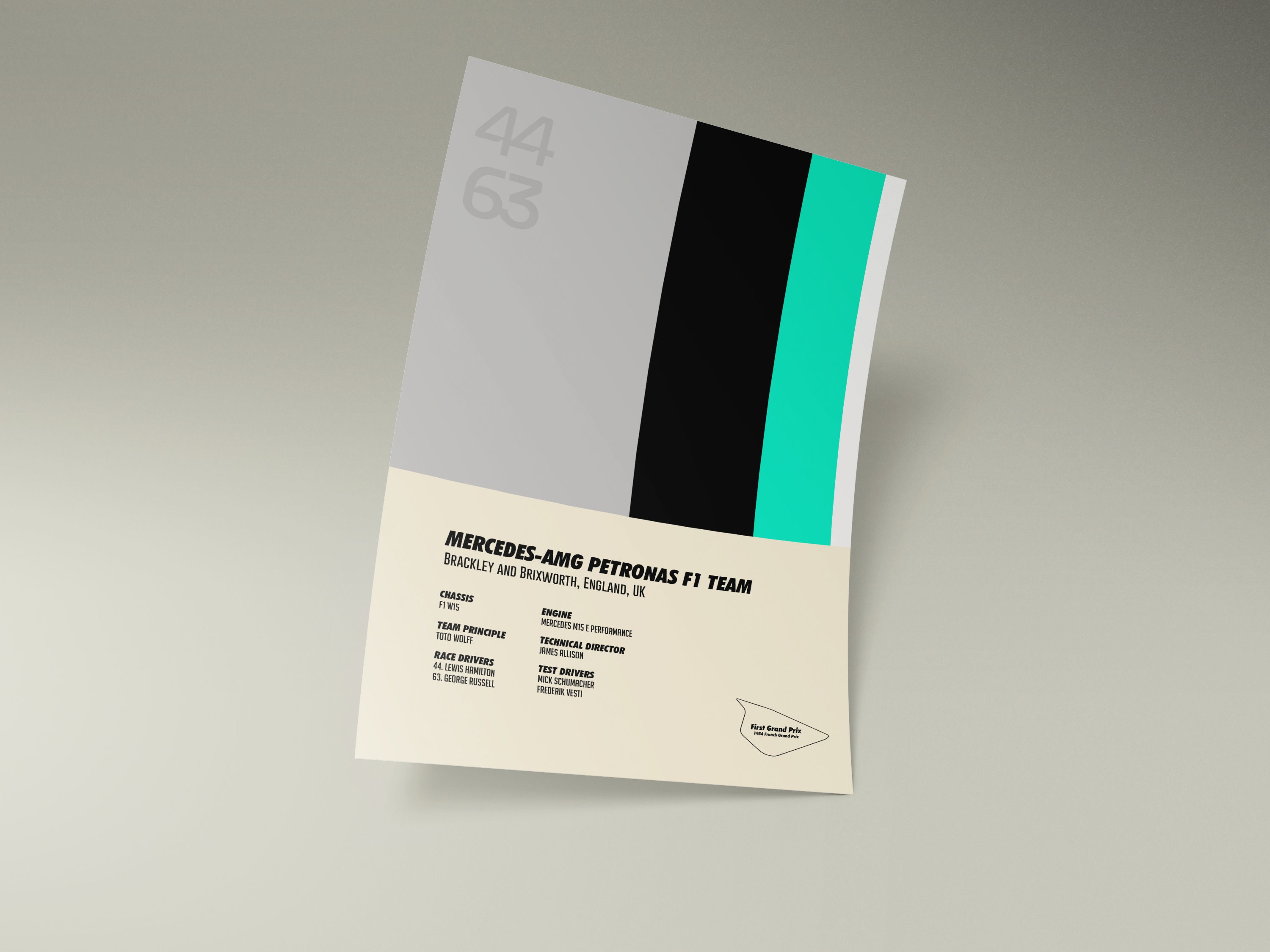 Mercedes-amg Petronas Formula 1 Team Poster Hamilton Russell F1 Poster ...