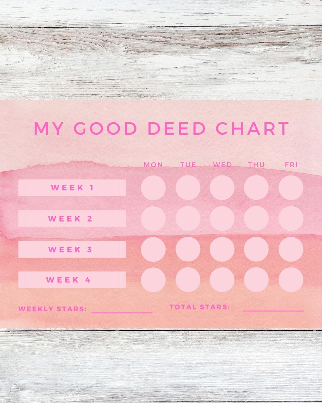 Pink Good Deed Chart | Printable Reward Chart for Kids | Digital ...