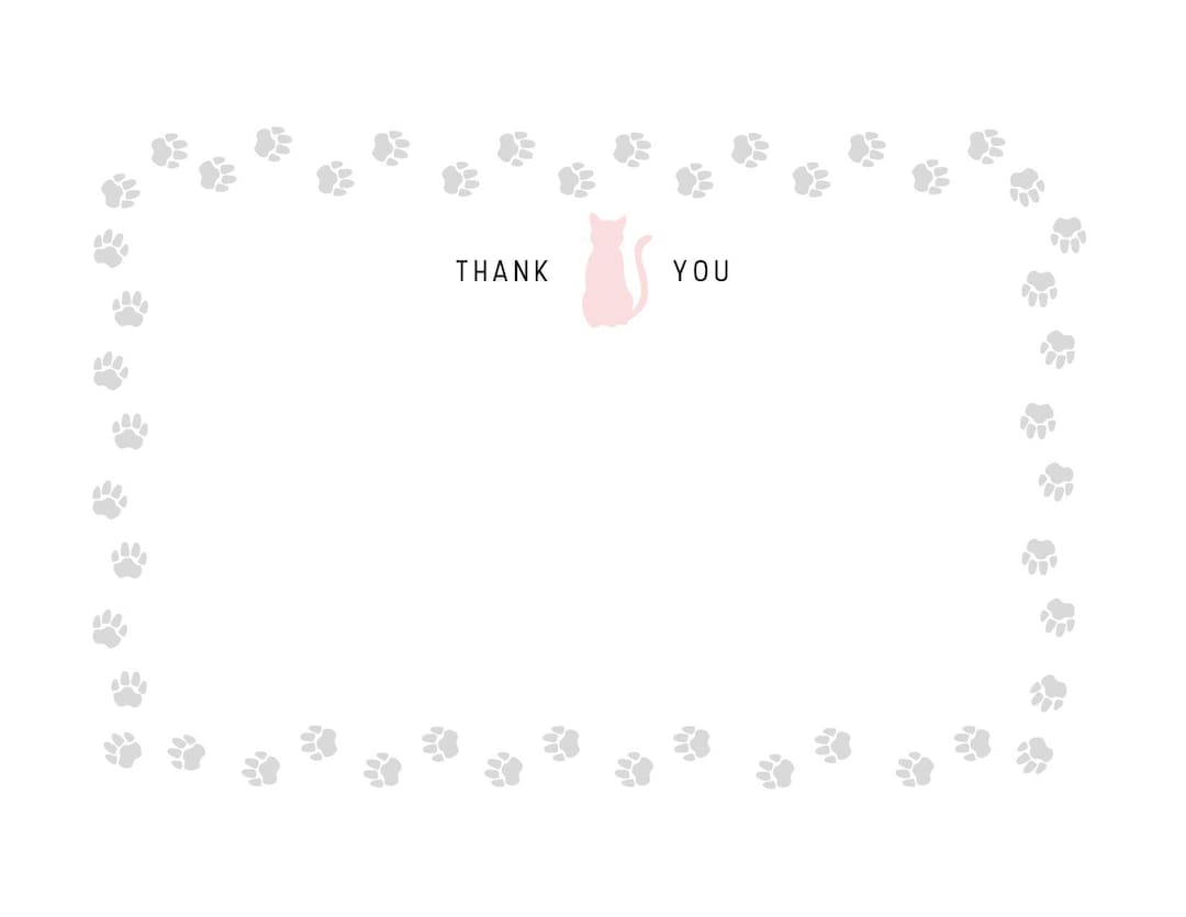 Pastel Cat Thank You Note (download) - Etsy