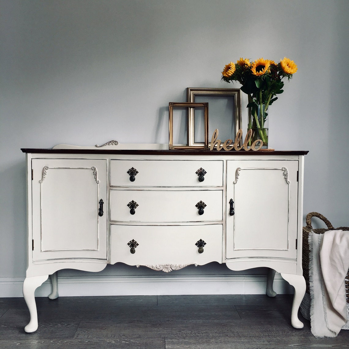 SOLD SOLD SOLD White rustic Queen Anne sideboard | Etsy