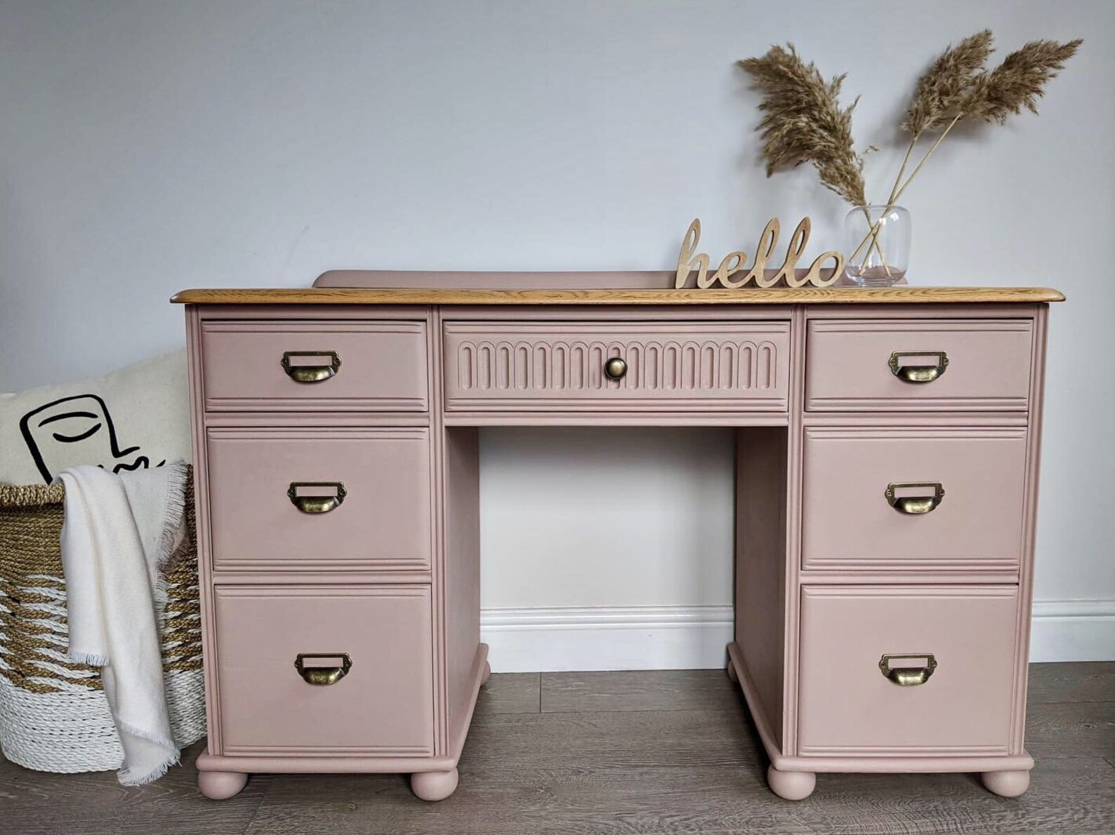 SOLD SOLD SOLD Solid Oak Pink Study Desk - Etsy