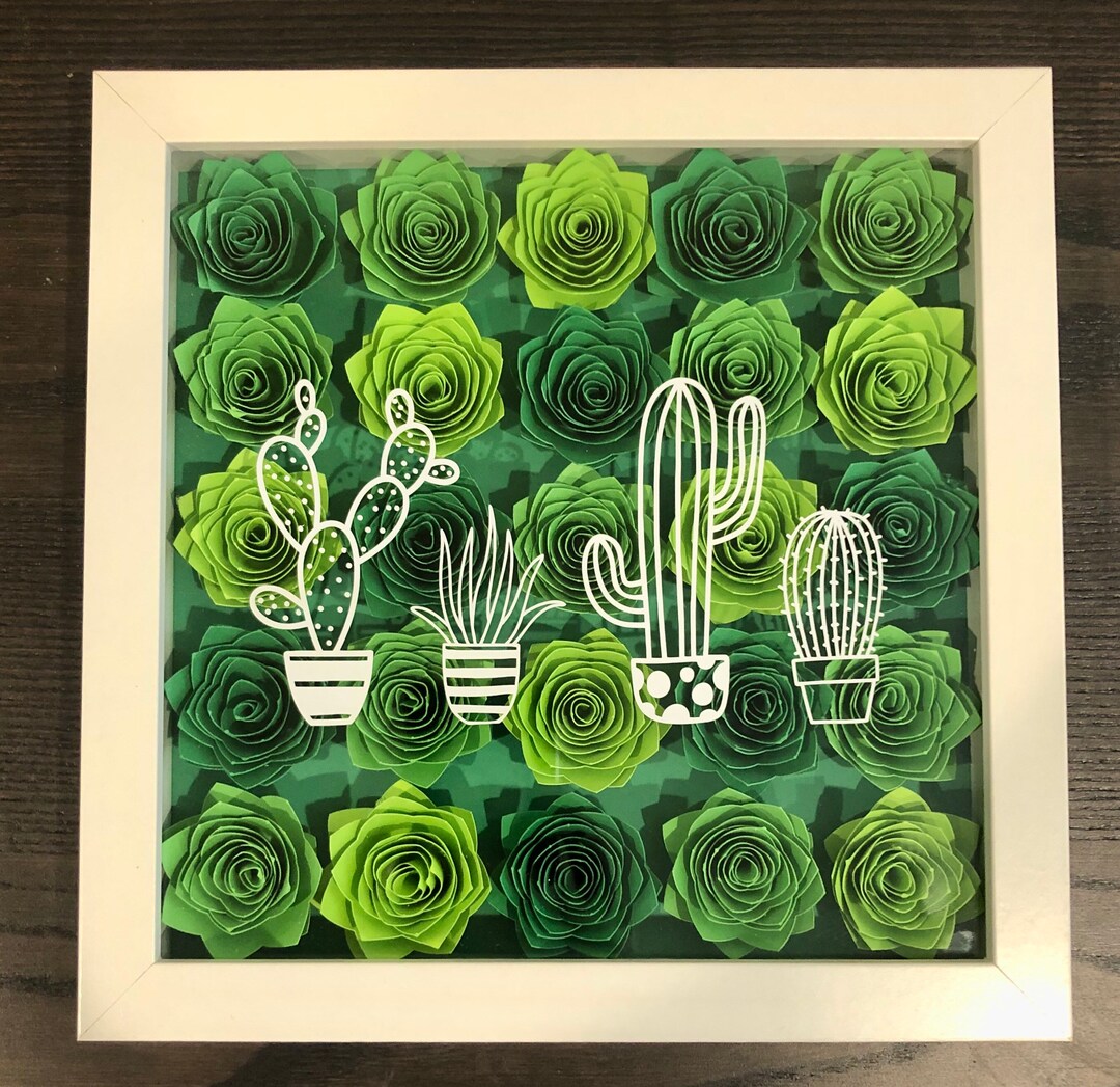 Succulent and Cactus Shadow Box - Etsy