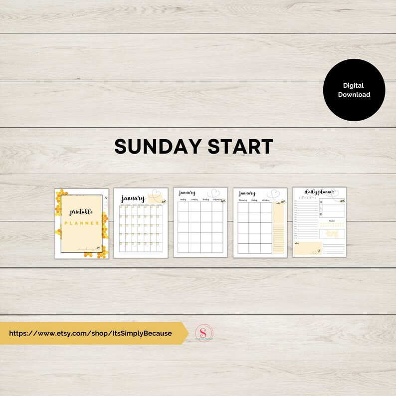 Undated Monthly Calendars | Undated Honey Bee Printable Monthly ...