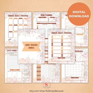 Ultimate Habit Tracker & Goal Setting Bundle | Autumn Habit Tracker ...