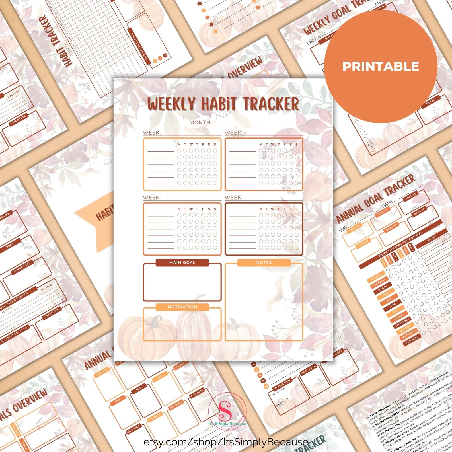 Ultimate Habit Tracker & Goal Setting Bundle | Autumn Habit Tracker ...
