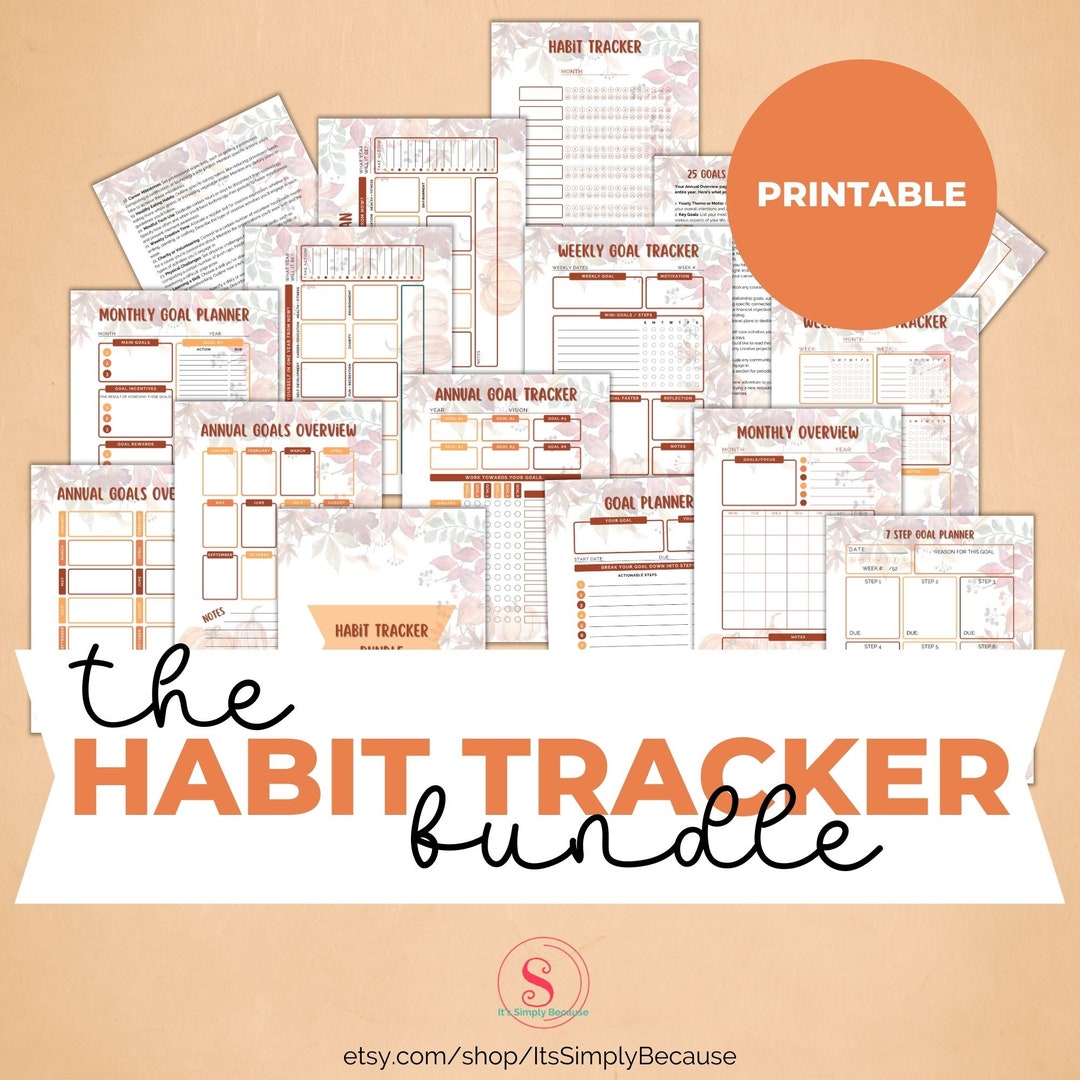 Ultimate Habit Tracker & Goal Setting Bundle | Autumn Habit Tracker ...