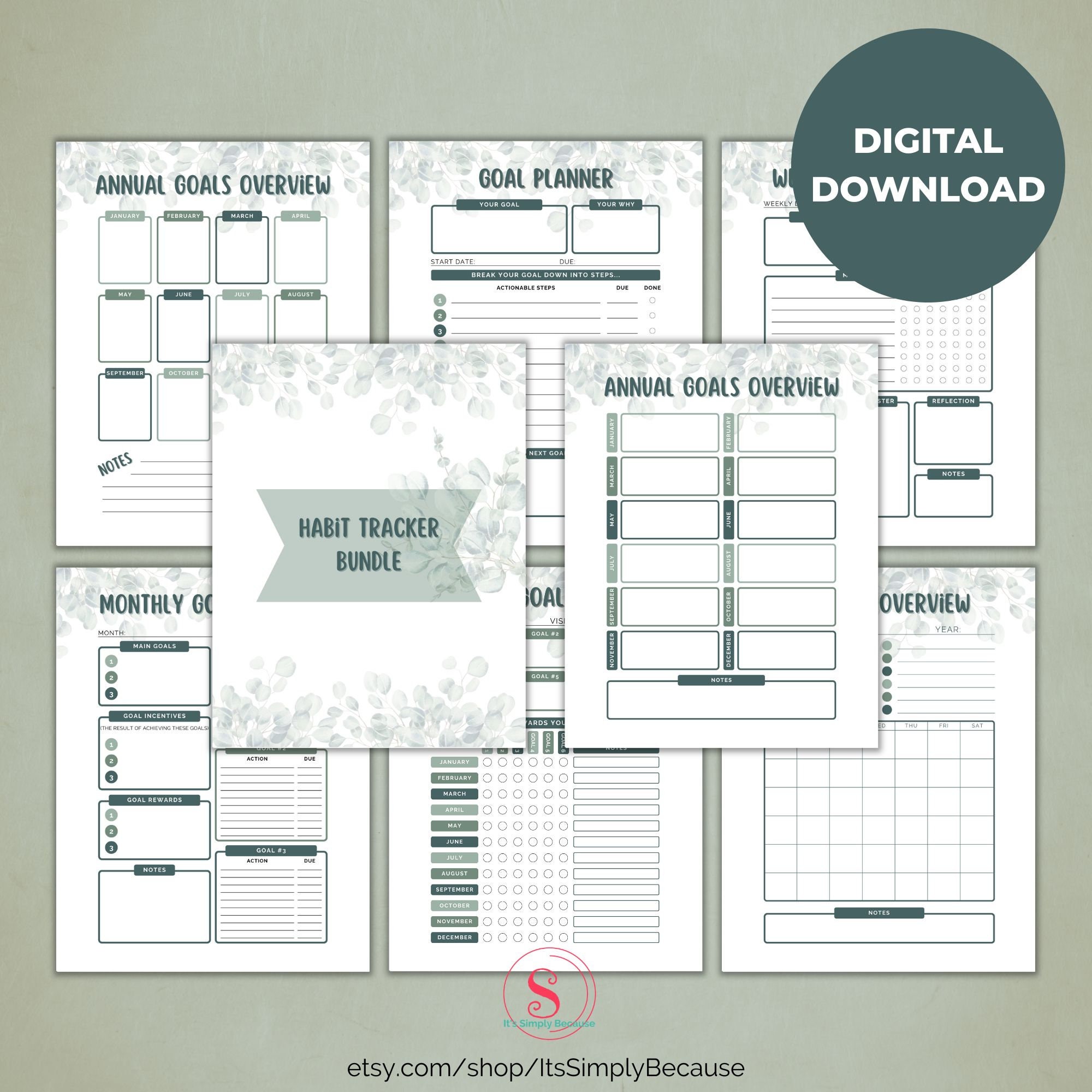 Goal Tracker | Habit Tracker Bundle | Goal Setting Sheet | Habit ...
