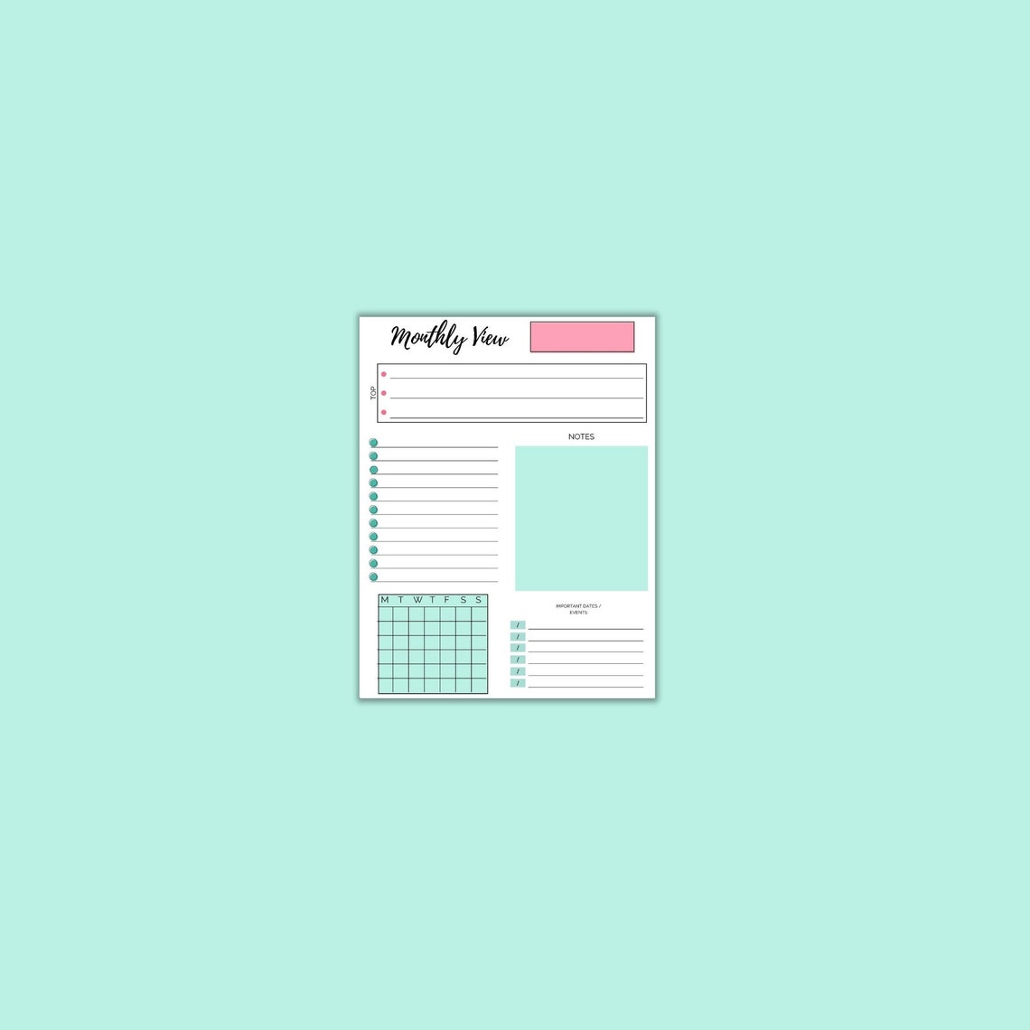 Undated Digital Planner Monthly & Weekly View Calendars Digital Planner ...