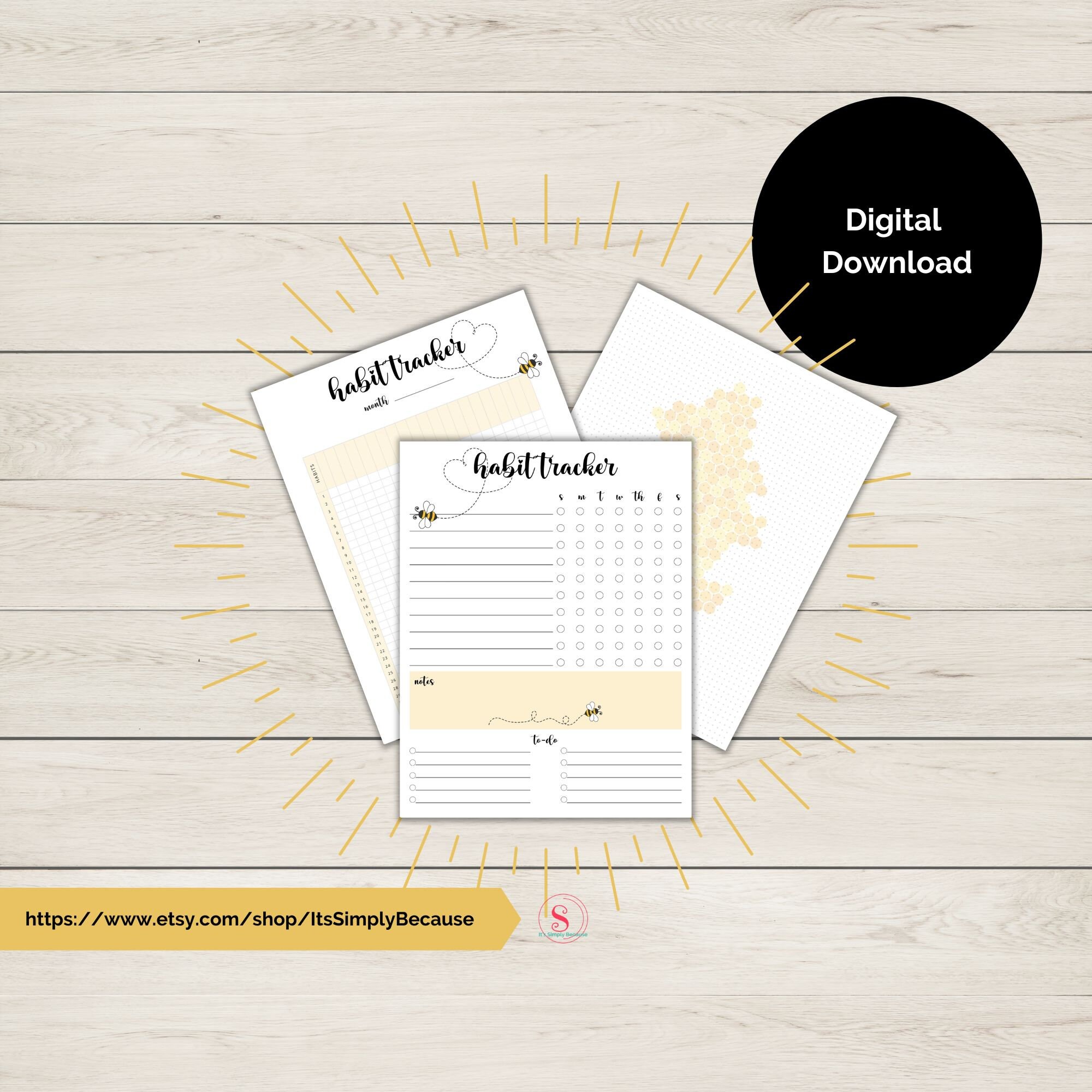 Undated Monthly Calendars | Undated Honey Bee Printable Monthly ...