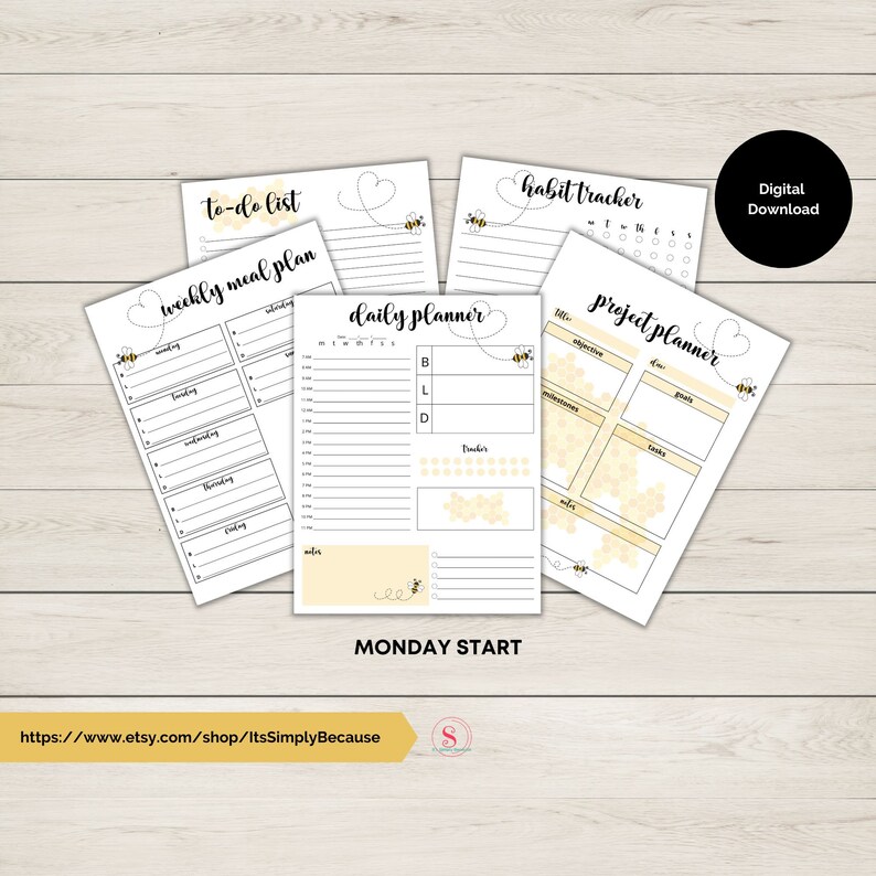 Undated Monthly Calendars | Undated Honey Bee Printable Monthly ...