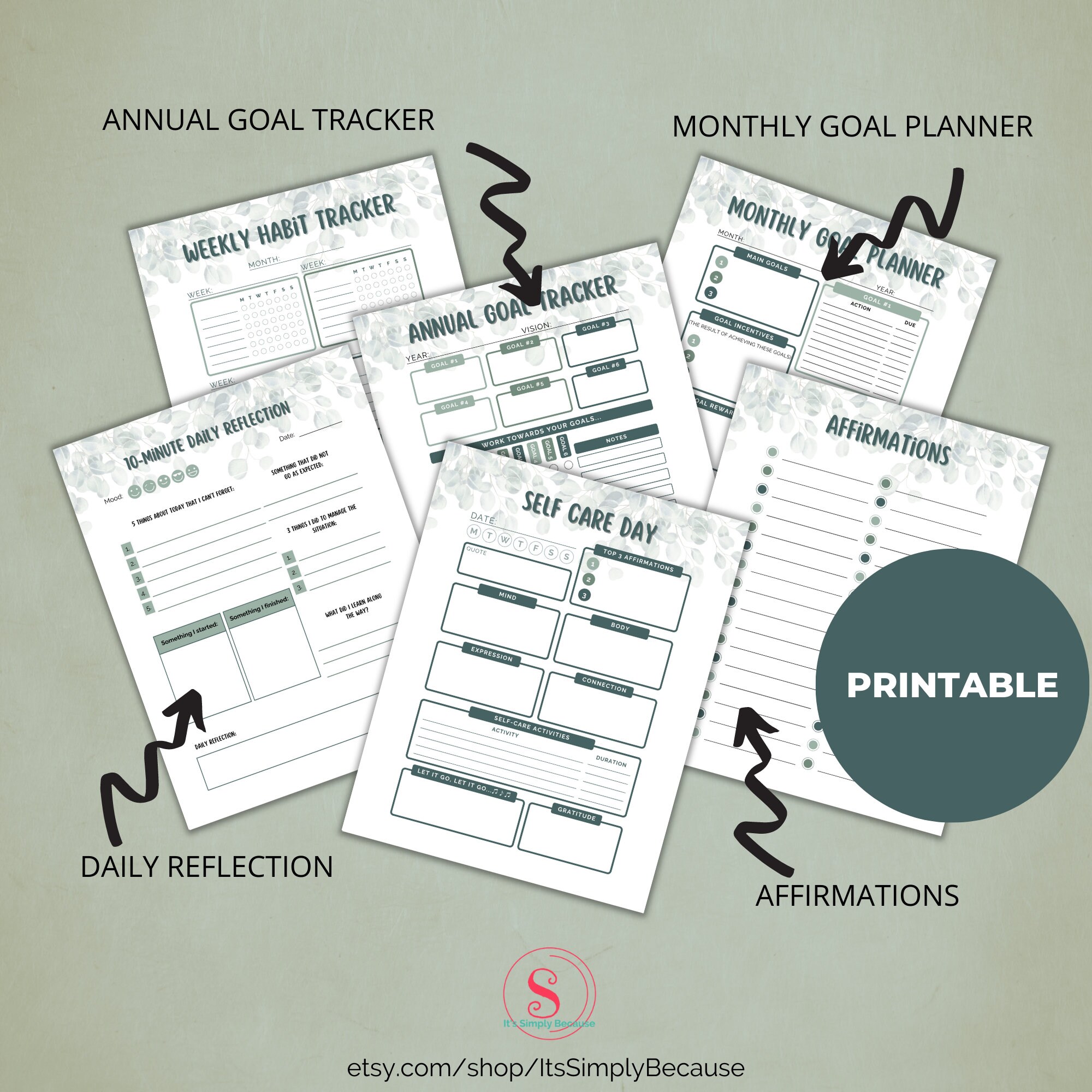 Goal Tracker | Habit Tracker Bundle | Goal Setting Sheet | Habit ...