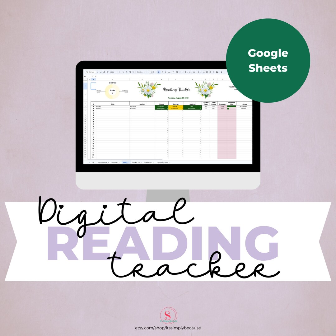 Habit Spreadsheet for Reading | Reading Spreadsheet | Book Spreadsheet ...