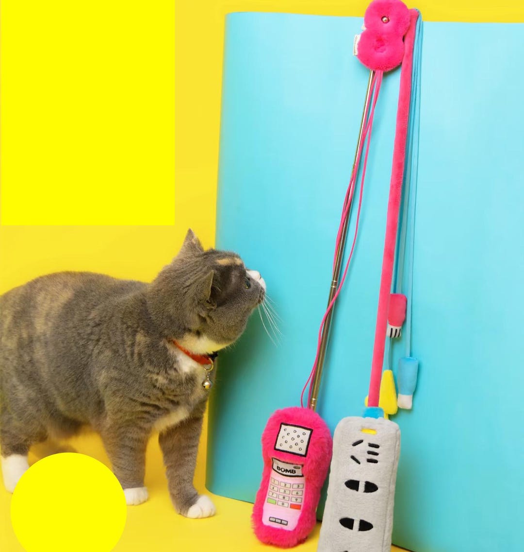 Interactive Cat Wand Toy | Handmade Phone Handle Teaser With Custom ...