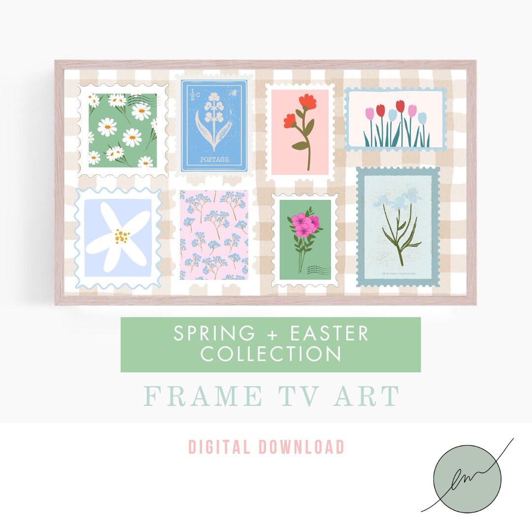 Spring Easter Gingham Stamps Frame TV Art - Etsy