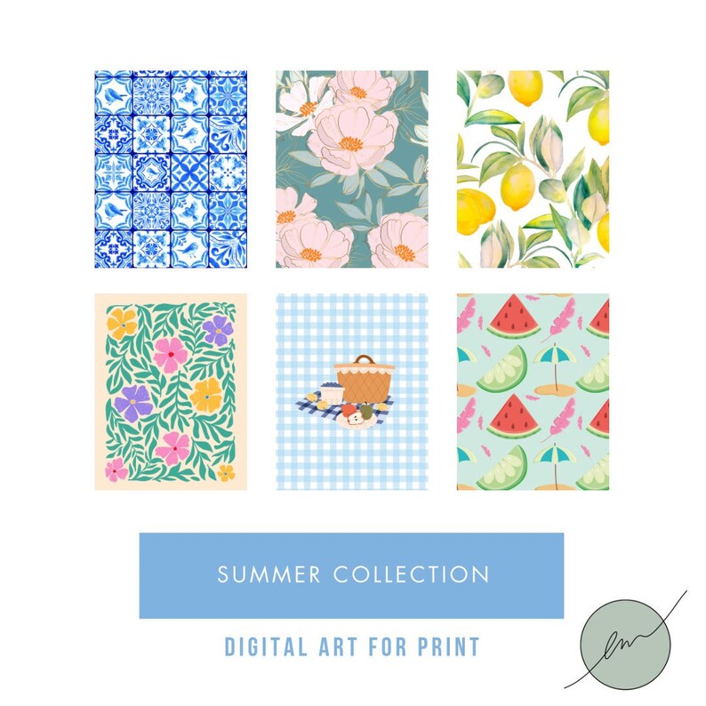 PRINTABLE Summer Collection One Digital Art Printables (8.5 in X 11 In ...