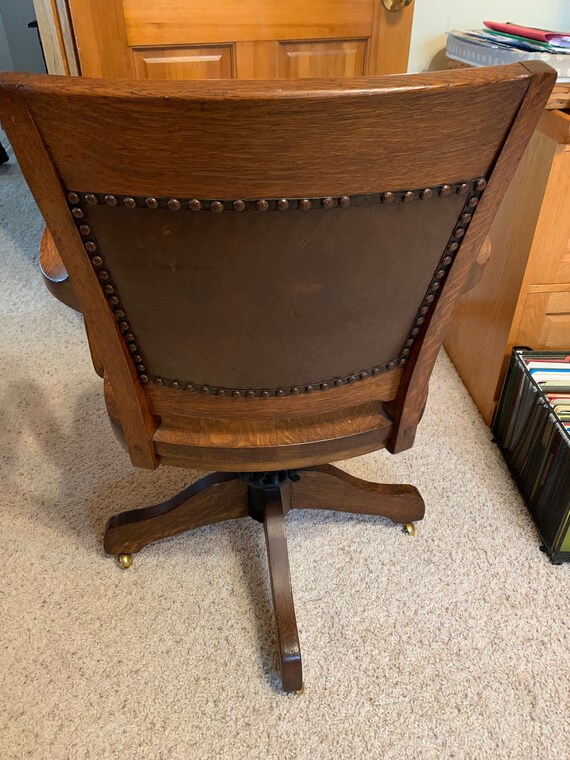 Milwaukee Chair Co Antique Bankers Desk Chair | Etsy