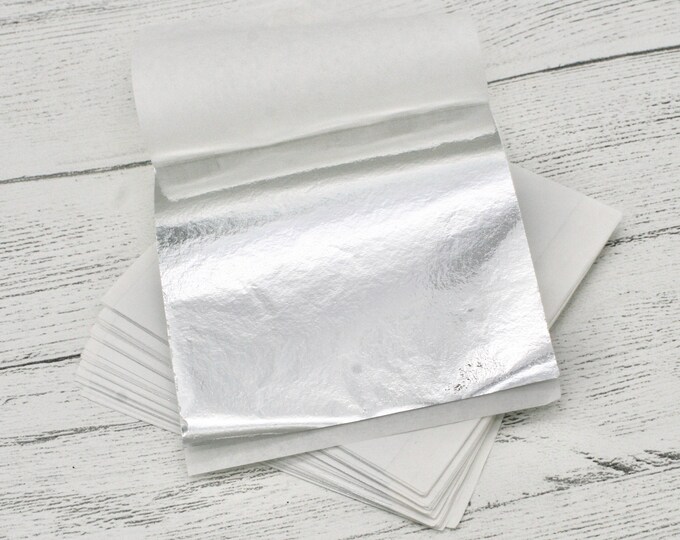Silver Leaf Foil Paper Sheets for Crafts, Resin, Scrapbooking, Gilding ...