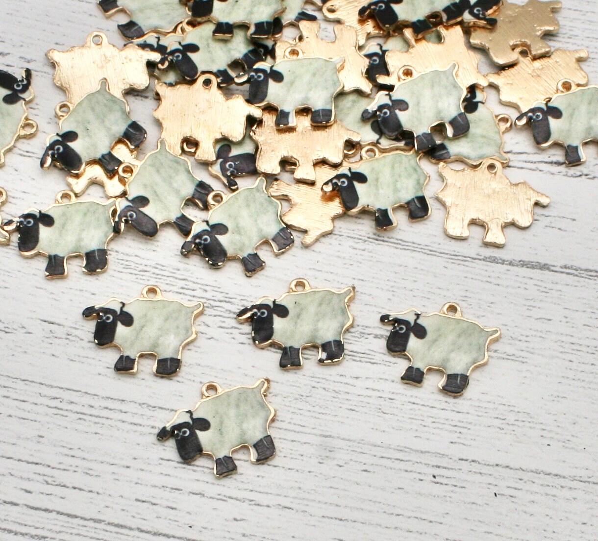 Sheep Enamel Charms White Sheep Charm Jewellery Making - Etsy UK