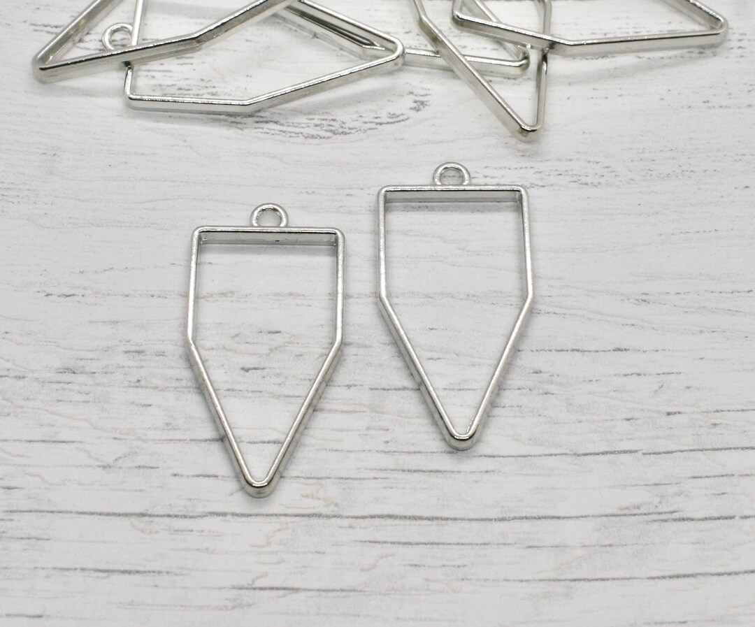 Triangle Arrow Bezel - Set of 2 Open Back Blank Metal Bezels, Bezel ...