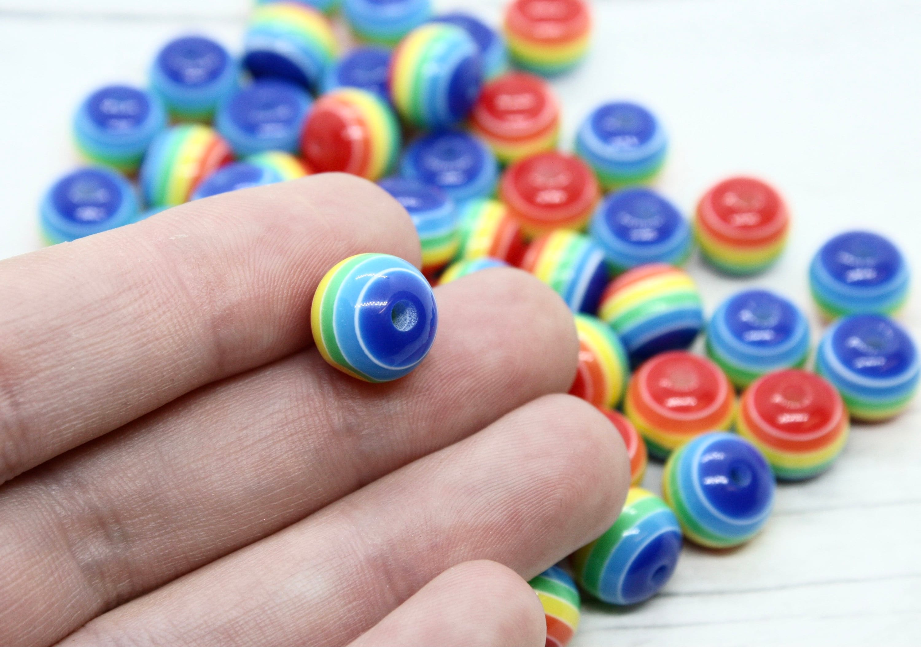 10 X Colourful Rainbow Beads 10mm and 12mm Charms Craft | Etsy