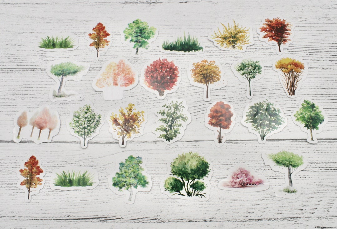 23 X Mixed Tree Stickers, Tree Stickers, Sticker, Stamp, Tree Stickers ...