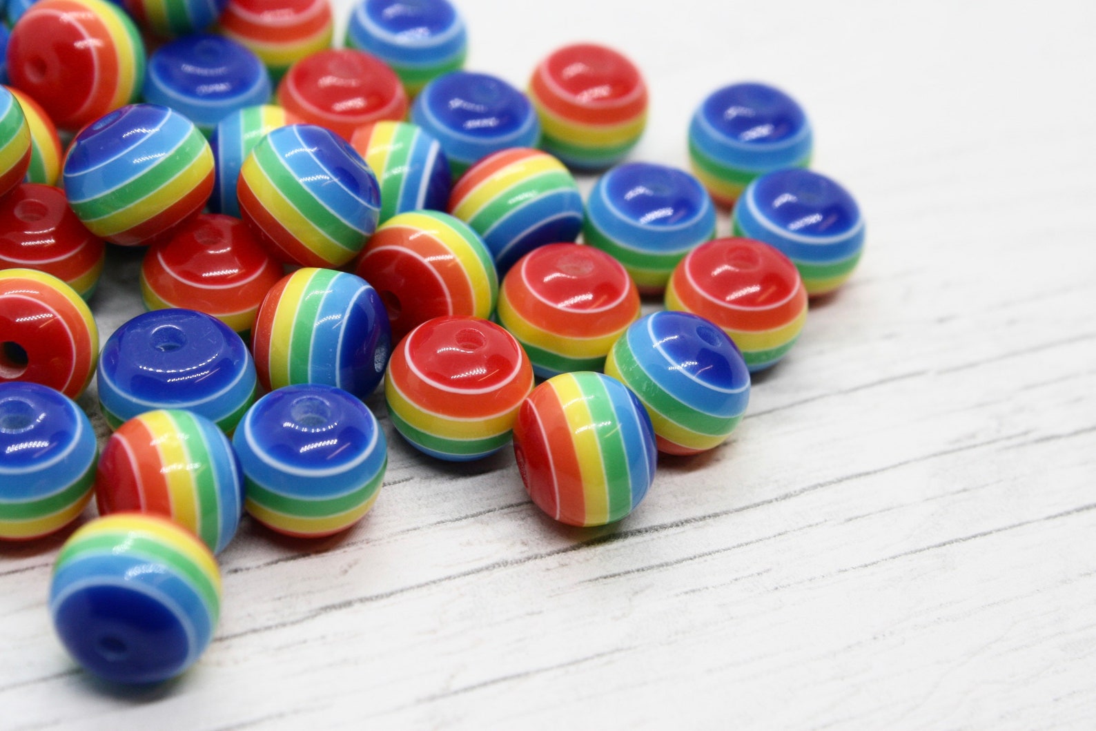 10 X Colourful Rainbow Beads 10mm and 12mm Charms Craft | Etsy