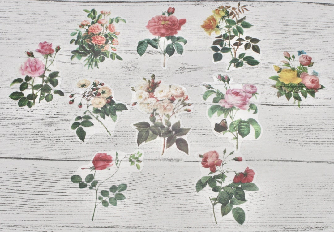 10 Rose Decals, Rose Flowers Decals, Rose Bush Decal, Decals to Use in ...