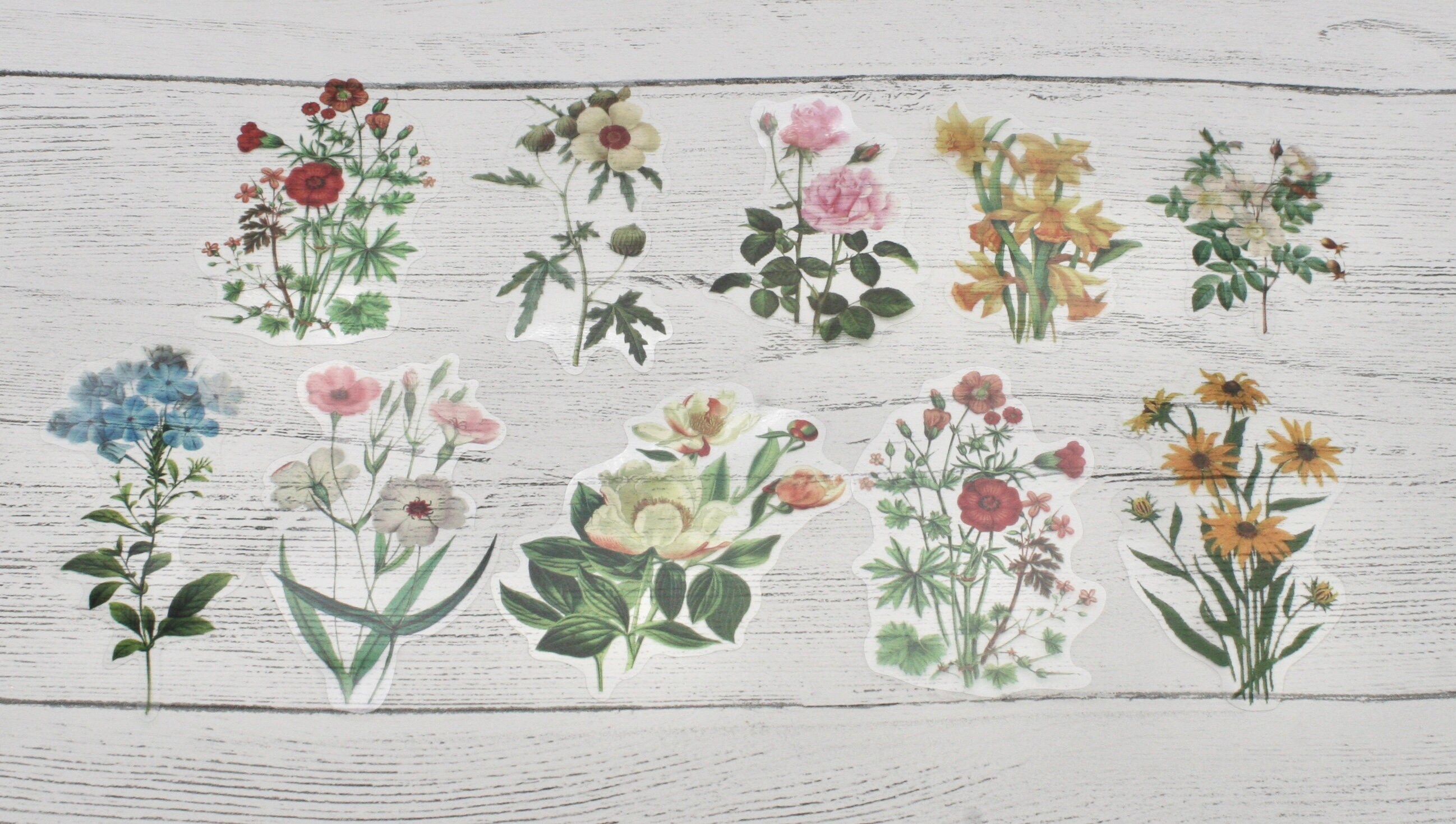 10 Flower Decals Spring Flowers Decals Colourful Flower - Etsy