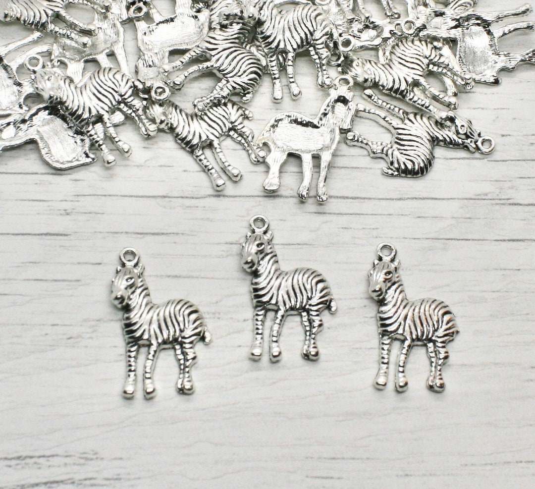5 X Silver Tone Zebra Charms, Zebra Charms, Jewellery Making, Craft ...