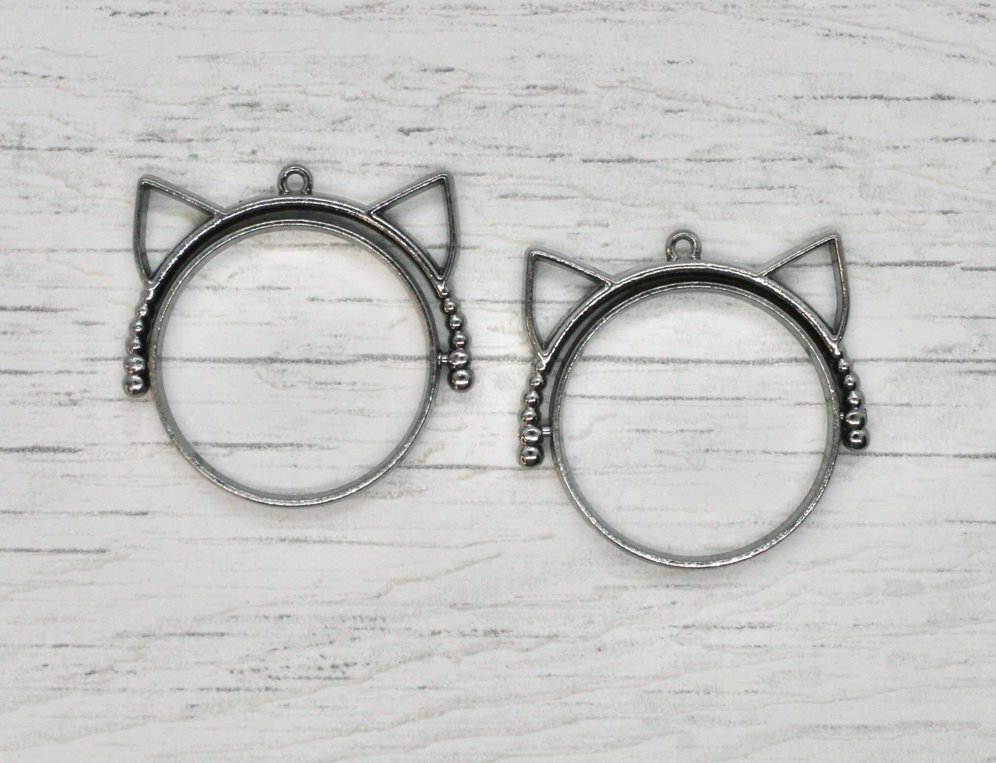 Cat Shape Rotating Bezels Set of 2 Open Back Blank Metal - Etsy