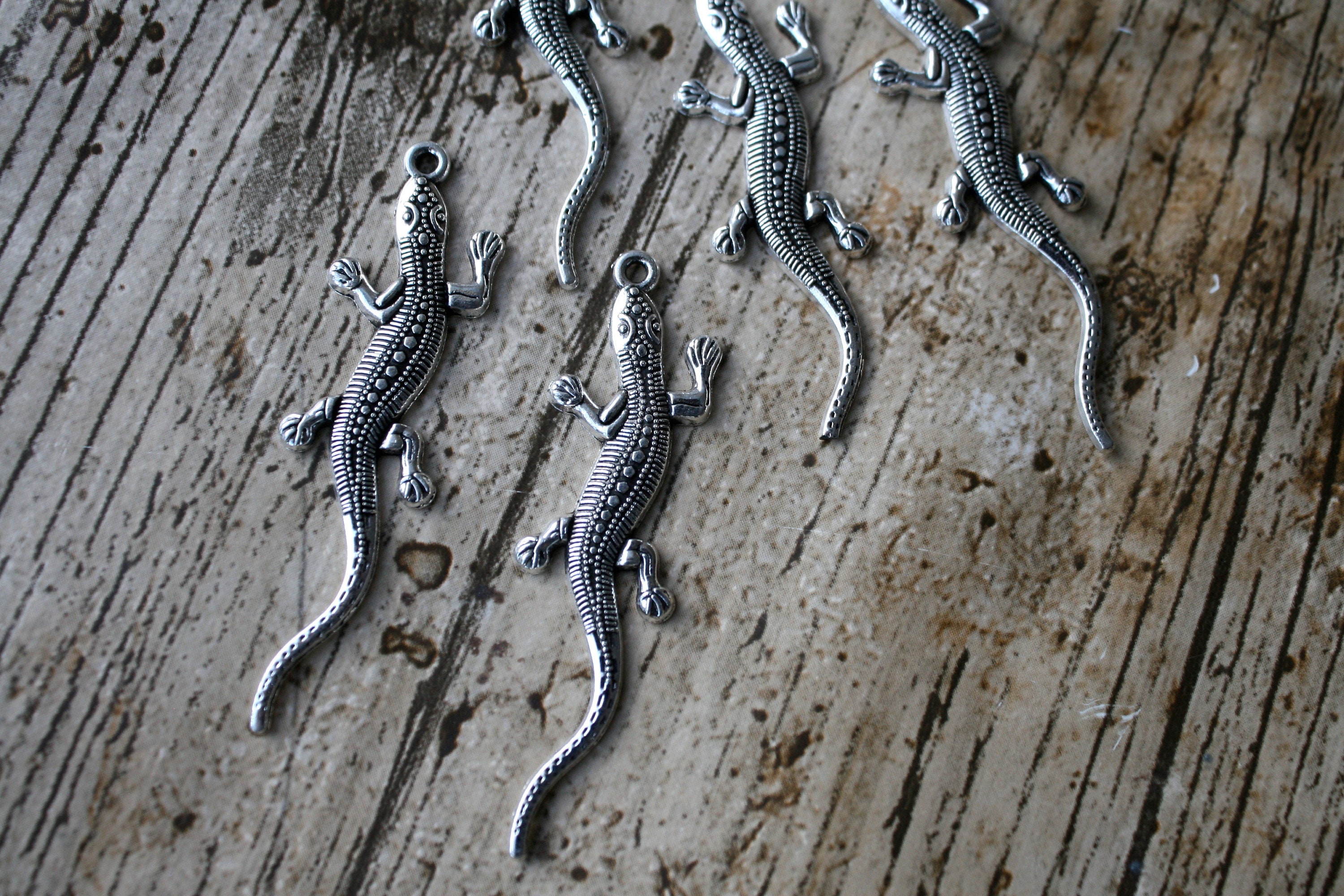 2 Large Metal Lizard Charms, Jewellery Making, Bracelet Charms, Pendant ...