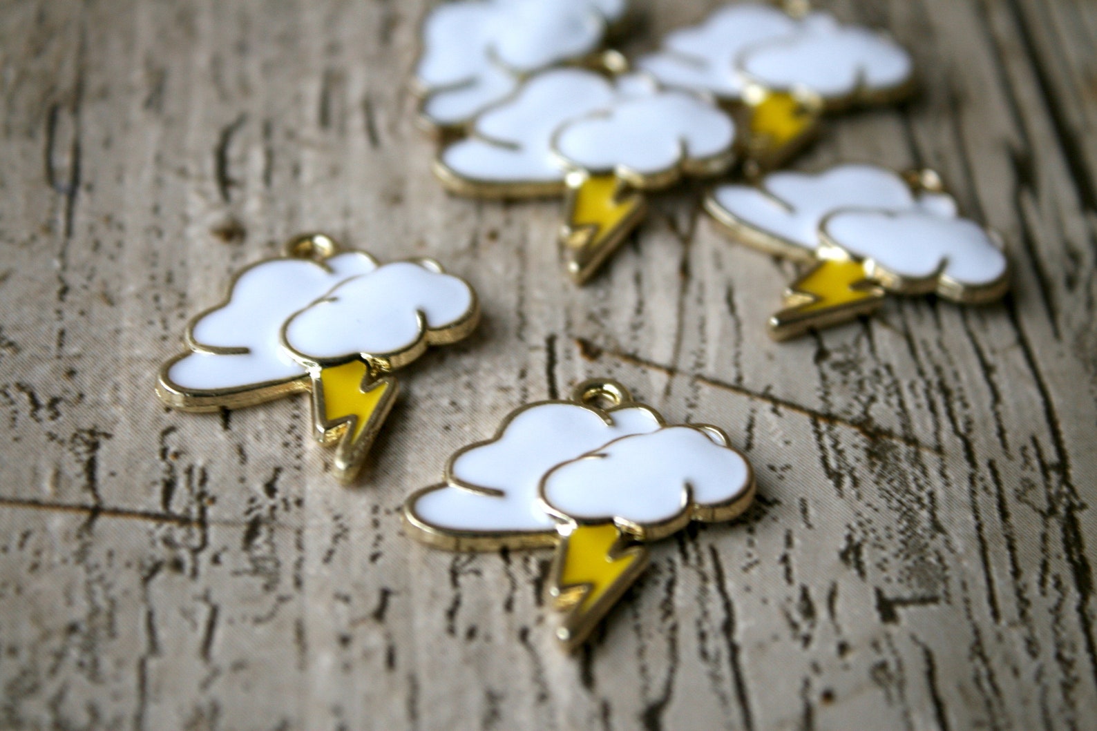 Enamel White Lightening Cloud Charms Cloud Charm Jewellery - Etsy UK