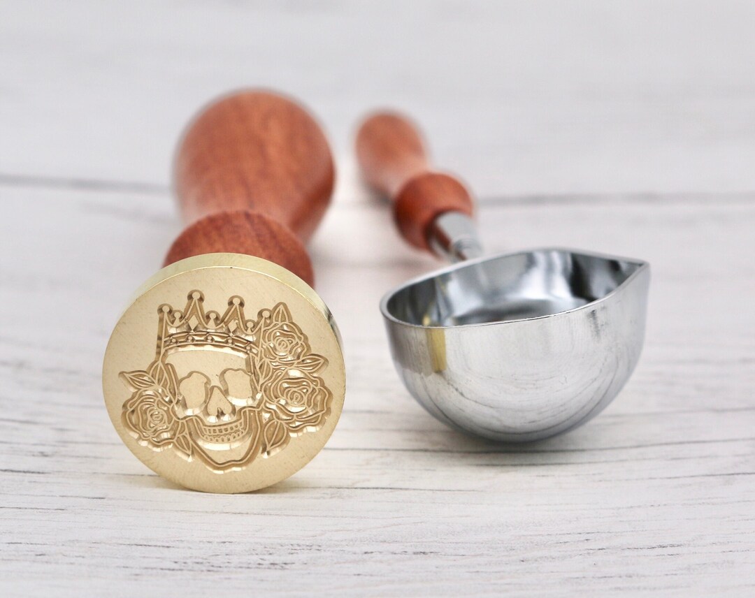 Crowned Skull Wax Stamp and Spoon, Wax Seal, Wax, Wax Stamp for Sealing ...