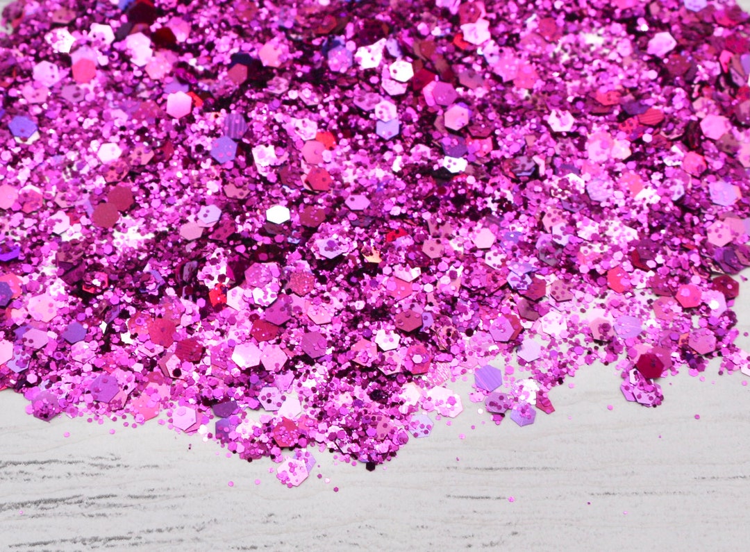 10g Purple Pink Iridescent Hexagon Chunky & Fine Glitter Mix, Resin ...