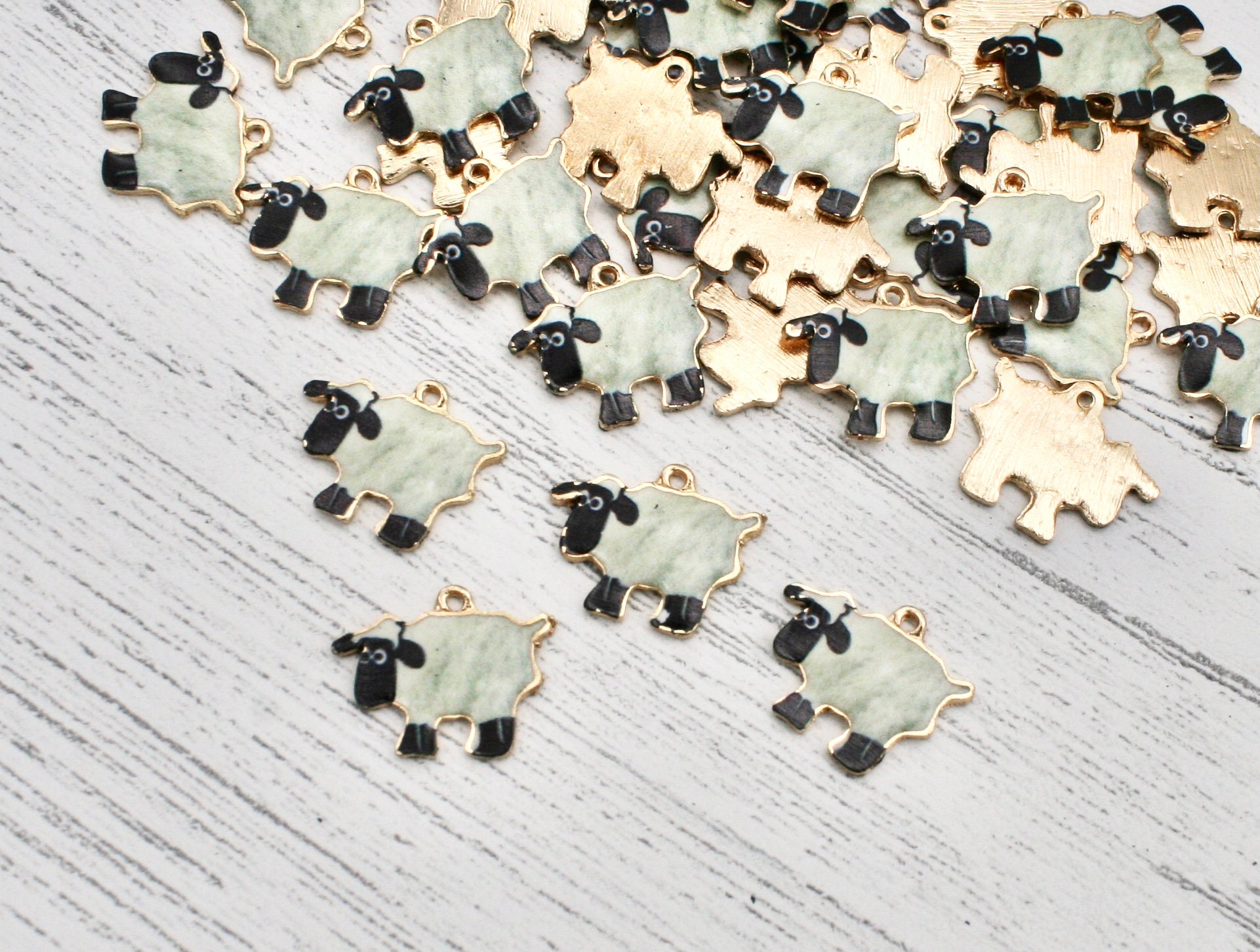 Sheep Enamel Charms White Sheep Charm Jewellery Making - Etsy UK