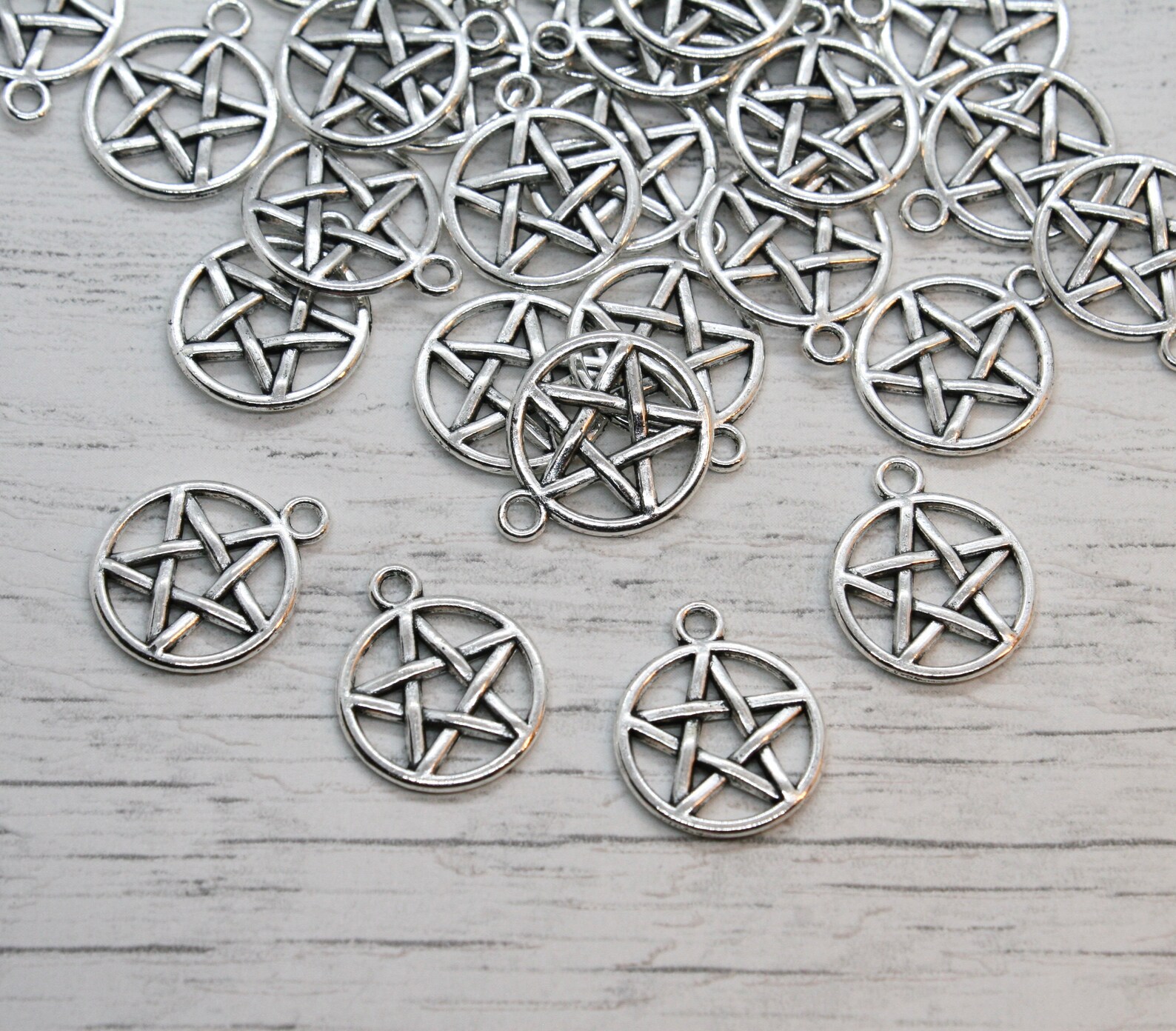 10 X Silver Pentagram Charms Jewellery Making Bracelet - Etsy