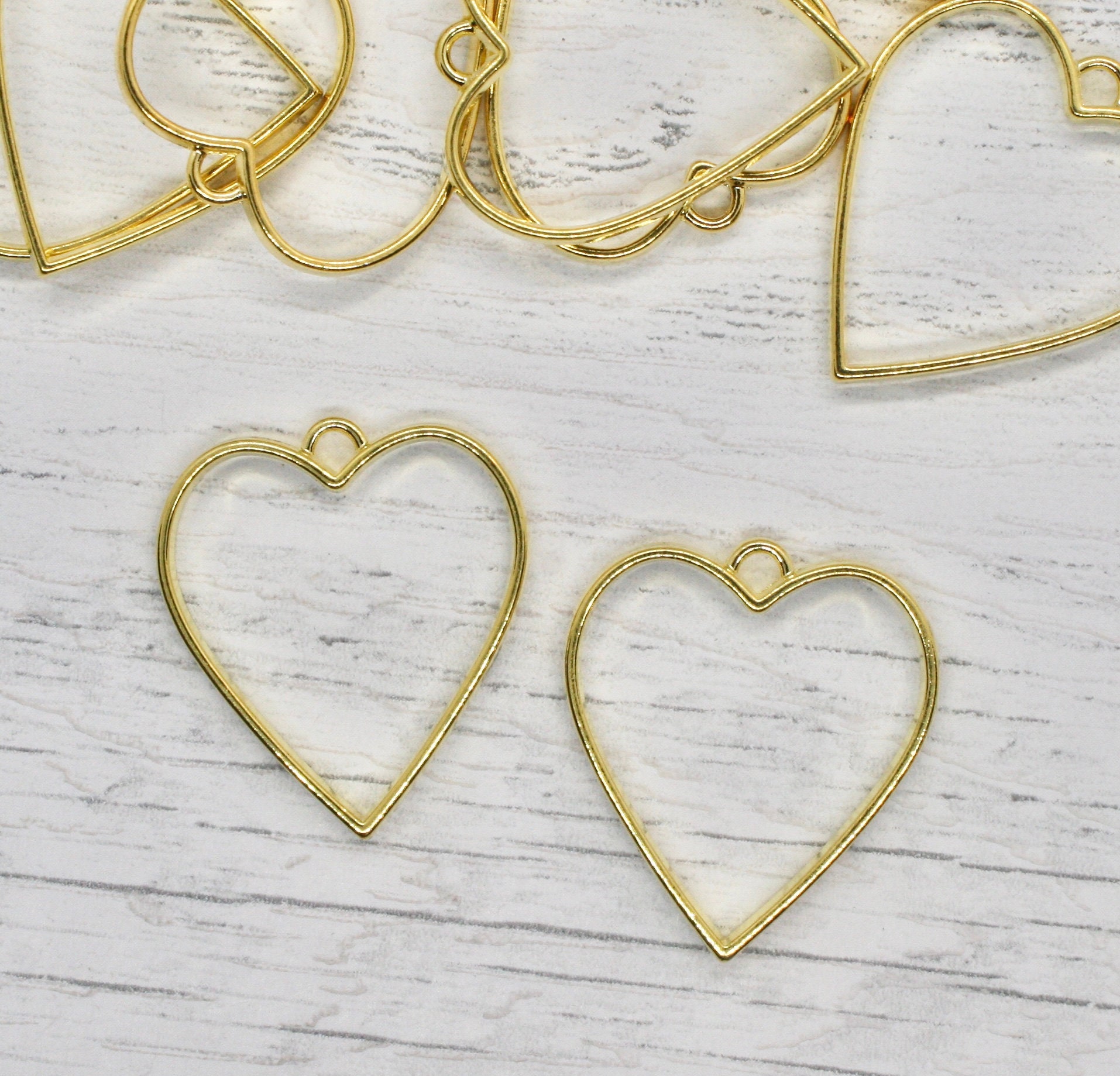 Heart Shape Gold Tone Open Back Blank Metal Bezels Heart - Etsy