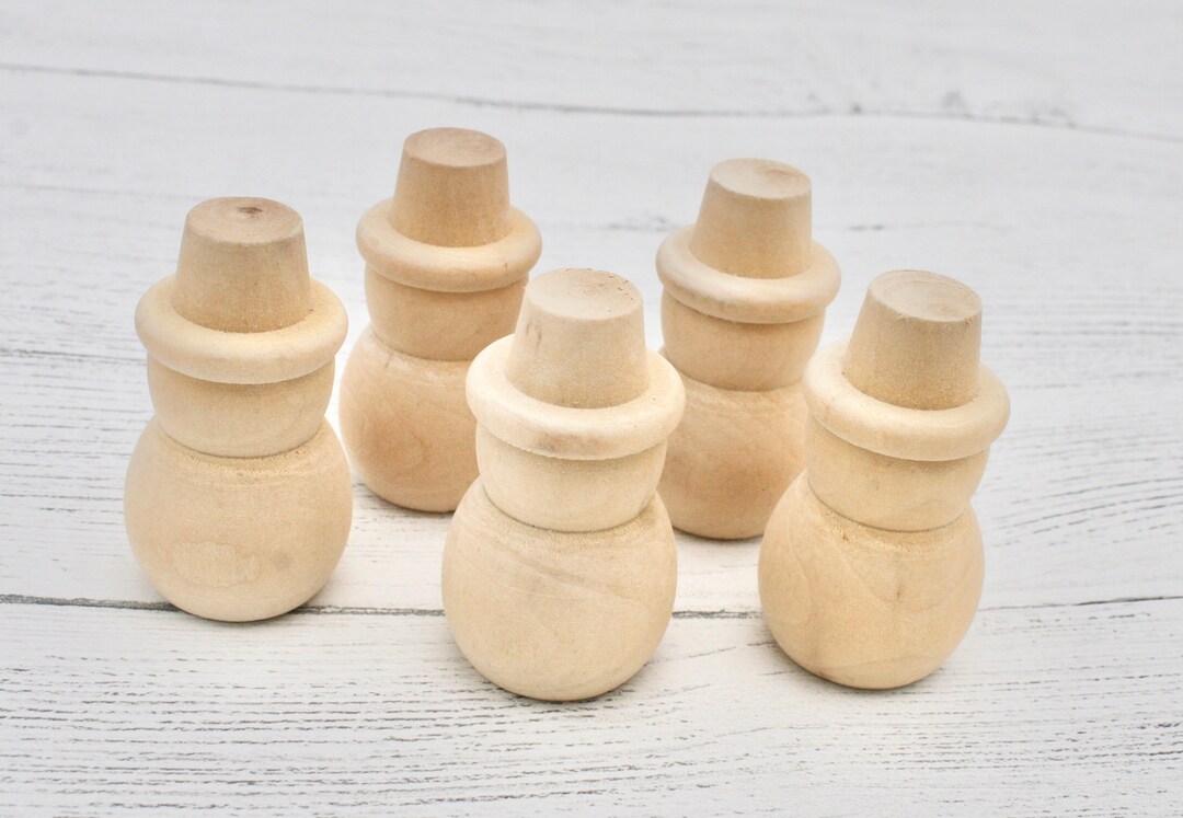 Christmas Snowmen Peg Doll Set of 5, Christmas Craft, Craft Supplies ...