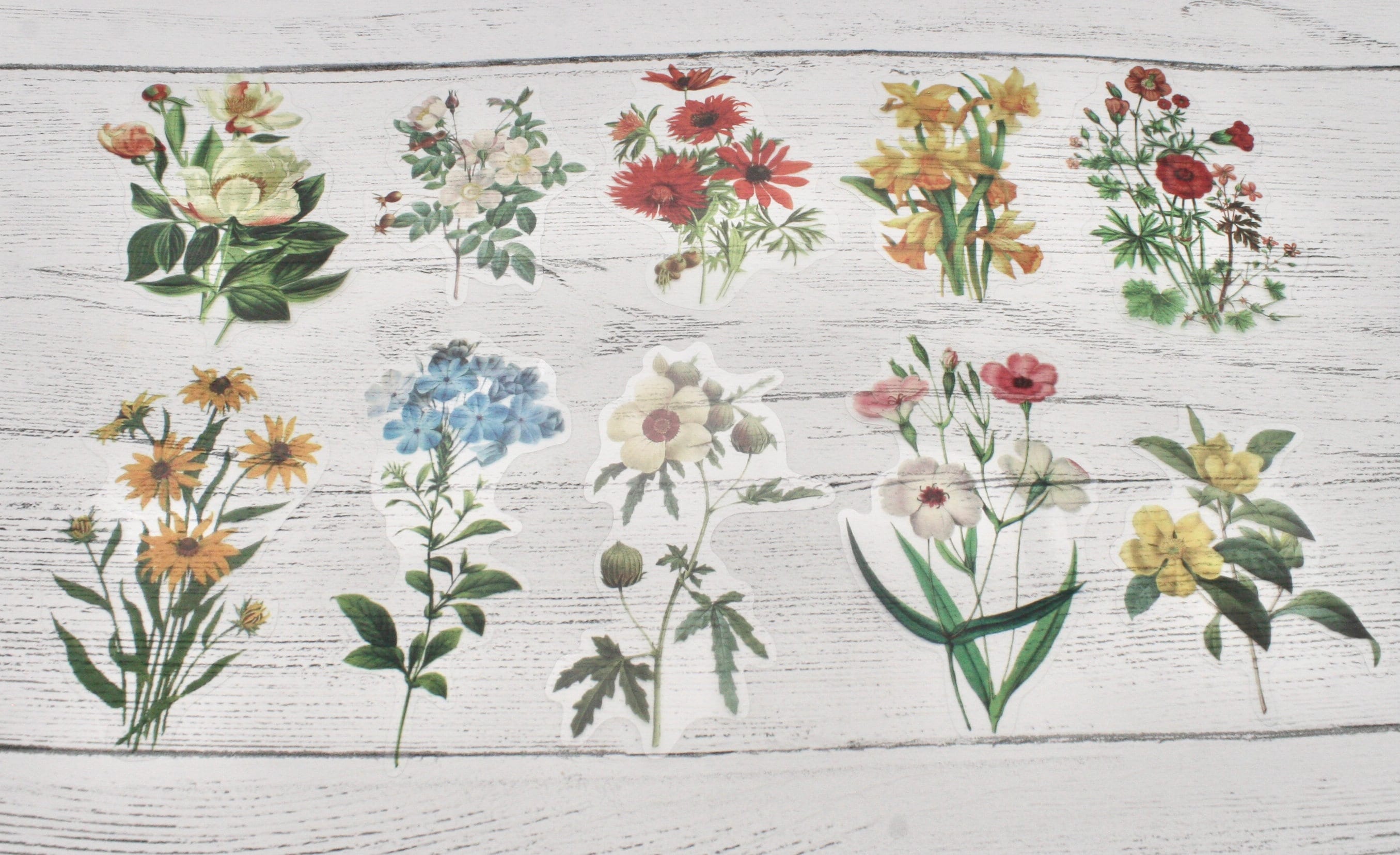 10 Flower Decals, Spring Flowers Decals, Colourful Flower Decal, Decals ...