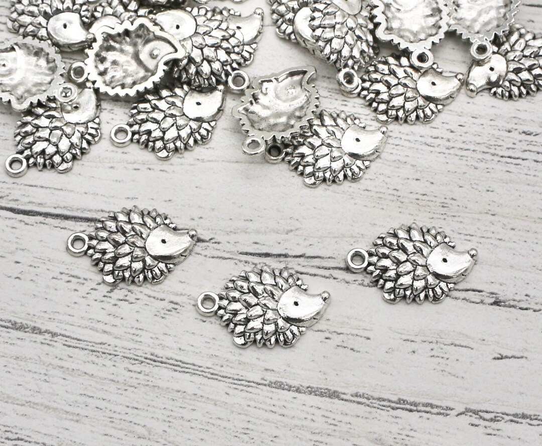 10 X Silver Hedgehog Charms, Jewellery Making, Bracelet Charms, Pendant ...