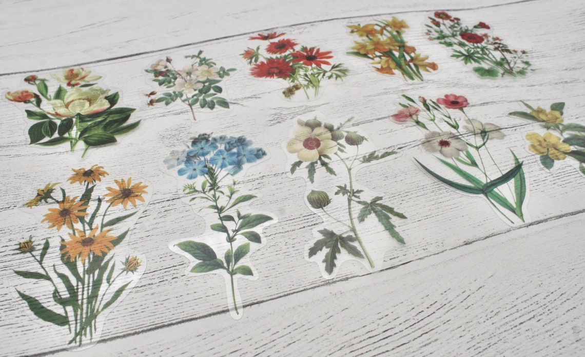 10 Flower Decals Spring Flowers Decals Colourful Flower - Etsy